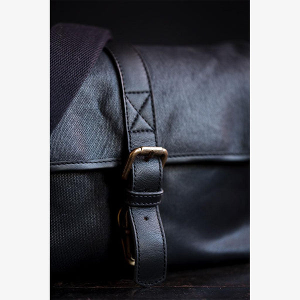 París Black Waxed Canvas Camera Bag - Handmade Bronkey Premium Goods