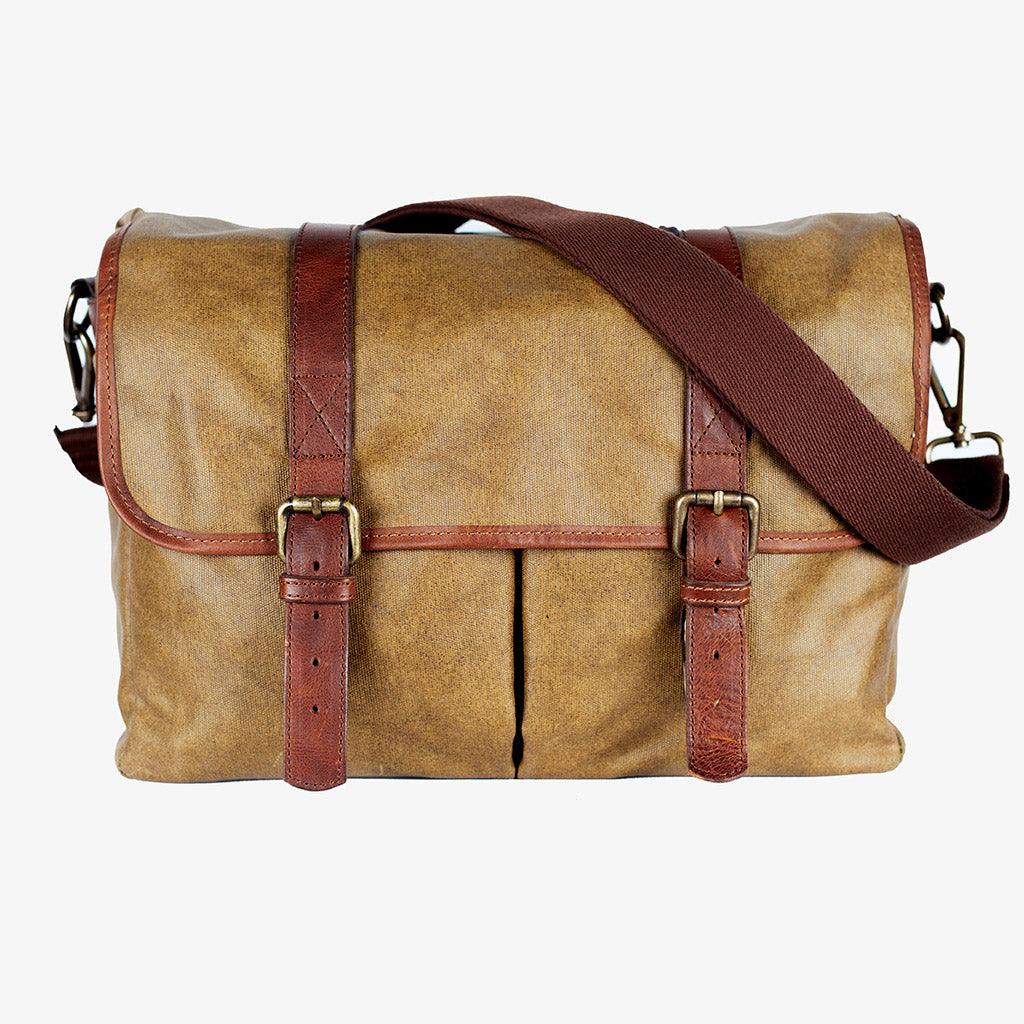 Roma Olive Green Waxed Canvas Camera Bag - Handmade Bronkey Premium Goods